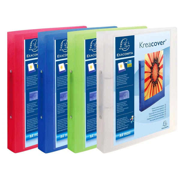 Exacompta 2 Ring file A4 30mm with front cover Assorted colours – Kiddietot